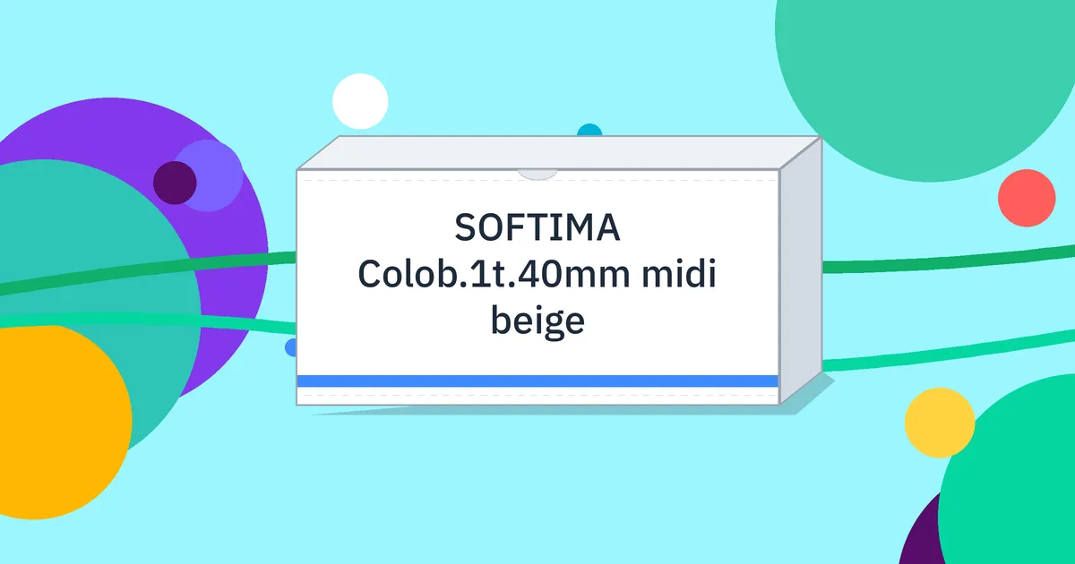 Symbolbild: Packung mit der Aufschrift SOFTIMA Colob.1t.40mm midi beige (PZN 04128369) – Verfügbarkeit und Bezug in Apotheken in Frankfurt am Main
