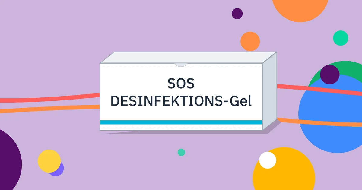 Symbolbild: Packung mit der Aufschrift SOS DESINFEKTIONS-Gel (PZN 17154753) – Verfügbarkeit und Bezug in Apotheken in Frankfurt am Main