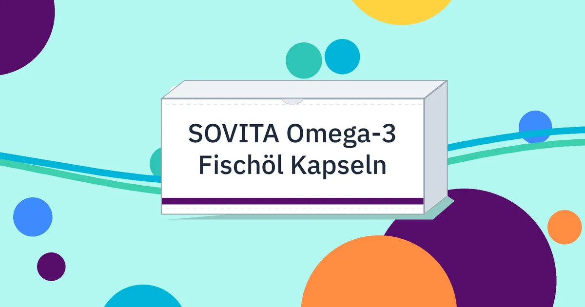 Symbolbild: Packung mit der Aufschrift SOVITA Omega-3 Fischöl Kapseln (PZN 11590192) – Verfügbarkeit und Bezug in Apotheken in Frankfurt am Main
