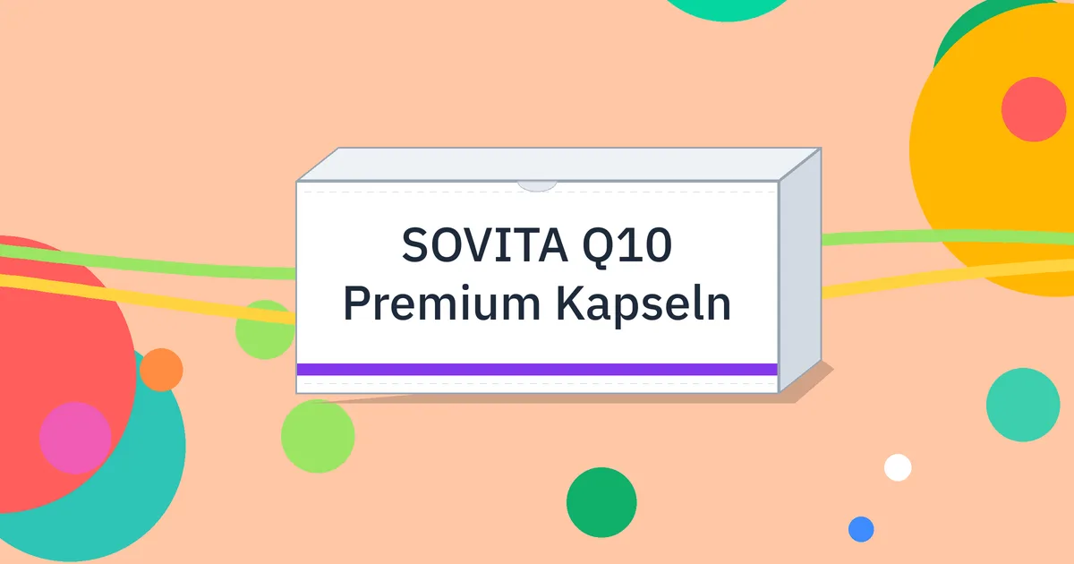 Symbolbild: Packung mit der Aufschrift SOVITA Q10 Premium Kapseln (PZN 11590513) – Verfügbarkeit und Bezug in Apotheken in Frankfurt am Main