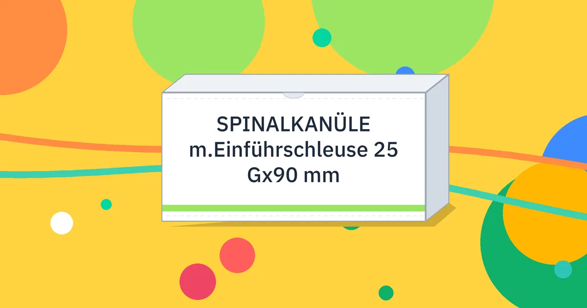 Symbolbild: Packung mit der Aufschrift SPINALKANÜLE m.Einführschleuse 25 Gx90 mm (PZN 03949667) – Verfügbarkeit und Bezug in Apotheken in Frankfurt am Main