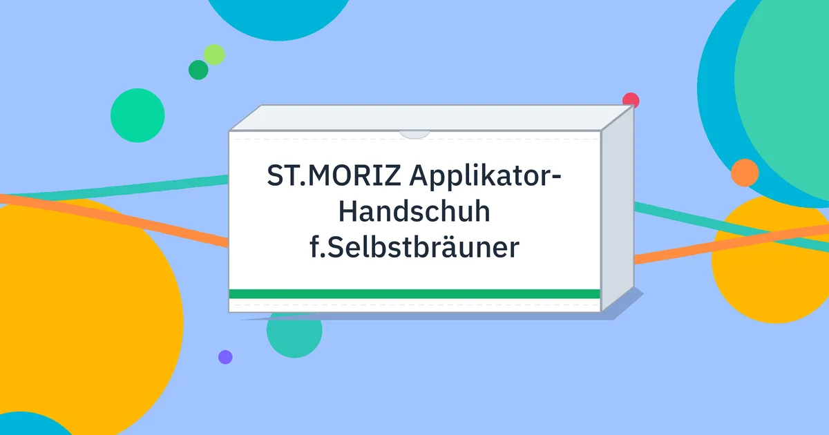 Symbolbild: Packung mit der Aufschrift ST.MORIZ Applikator-Handschuh f.Selbstbräuner (PZN 12454999) – Verfügbarkeit und Bezug in Apotheken in Frankfurt am Main