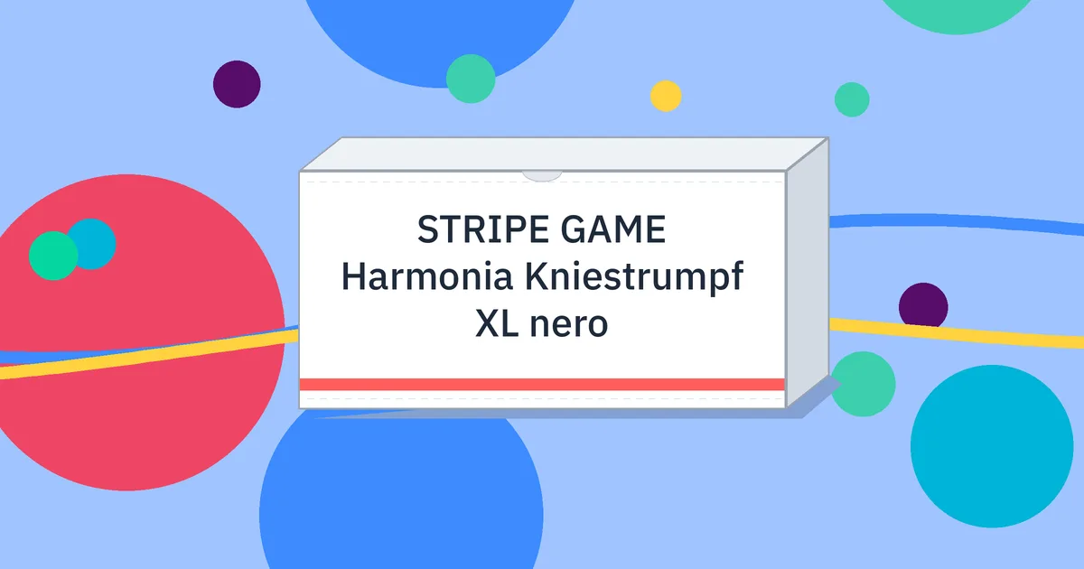 Symbolbild: Packung mit der Aufschrift STRIPE GAME Harmonia Kniestrumpf XL nero (PZN 20719868) – Verfügbarkeit und Bezug in Apotheken in Frankfurt am Main