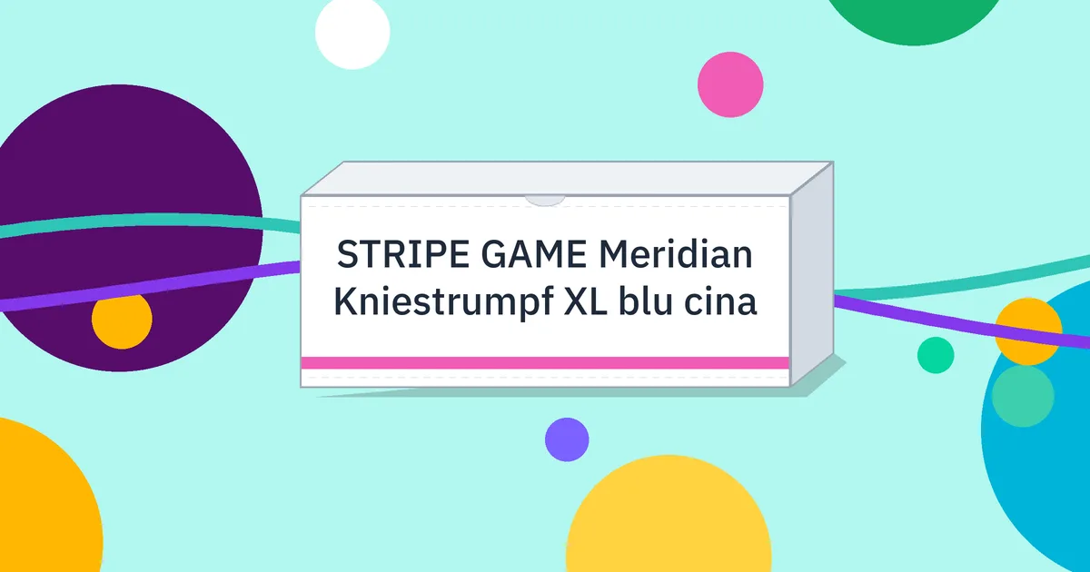 Symbolbild: Packung mit der Aufschrift STRIPE GAME Meridian Kniestrumpf XL blu cina (PZN 20209771) – Verfügbarkeit und Bezug in Apotheken in Frankfurt am Main