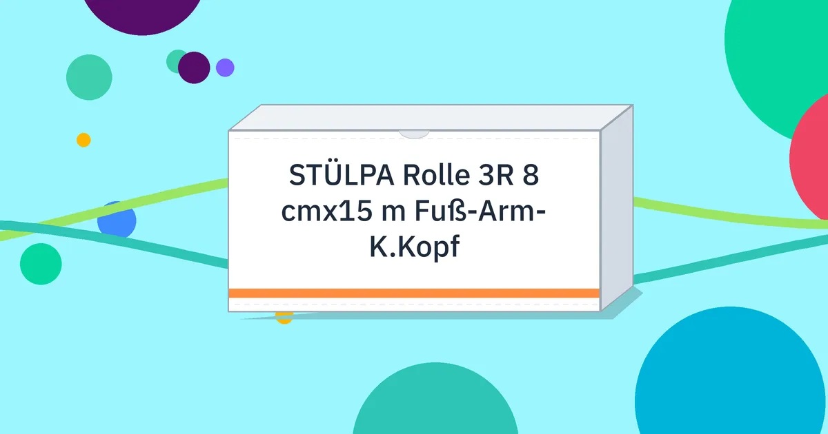 Symbolbild: Packung mit der Aufschrift STÜLPA Rolle 3R 8 cmx15 m Fuß-Arm-K.Kopf (PZN 10092753) – Verfügbarkeit und Bezug in Apotheken in Frankfurt am Main