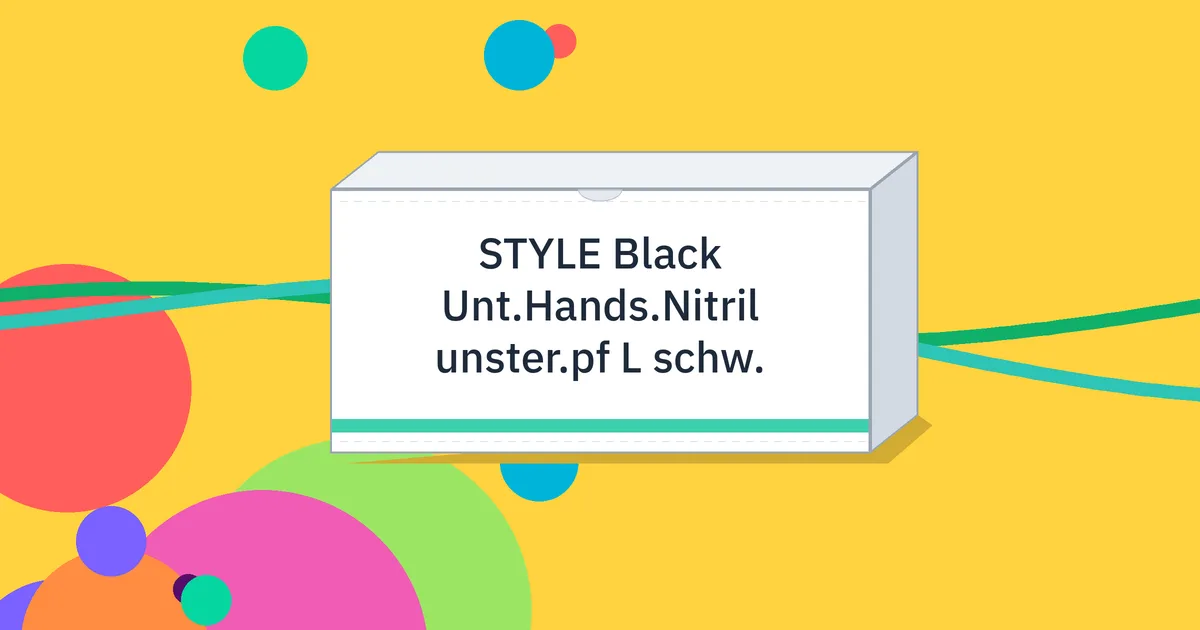 Symbolbild: Packung mit der Aufschrift STYLE Black Unt.Hands.Nitril unster.pf L schw. (PZN 14819459) – Verfügbarkeit und Bezug in Apotheken in Frankfurt am Main