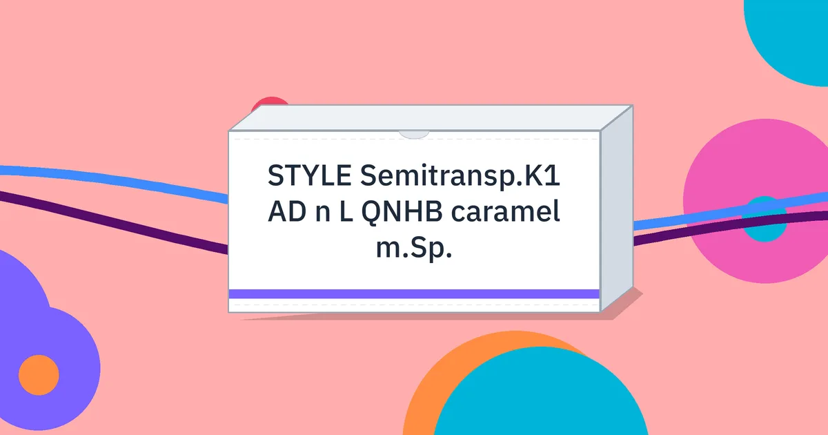Symbolbild: Packung mit der Aufschrift STYLE Semitransp.K1 AD n L QNHB caramel m.Sp. (PZN 18870262) – Verfügbarkeit und Bezug in Apotheken in Frankfurt am Main