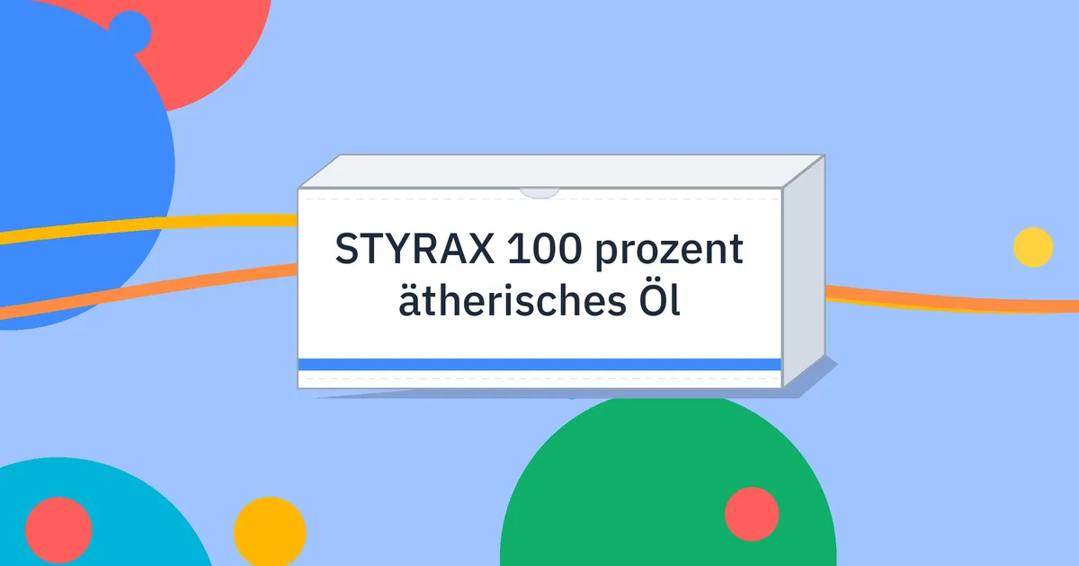 Symbolbild: Packung mit der Aufschrift STYRAX 100 prozent ätherisches Öl (PZN 01990772) – Verfügbarkeit und Bezug in Apotheken in Frankfurt am Main