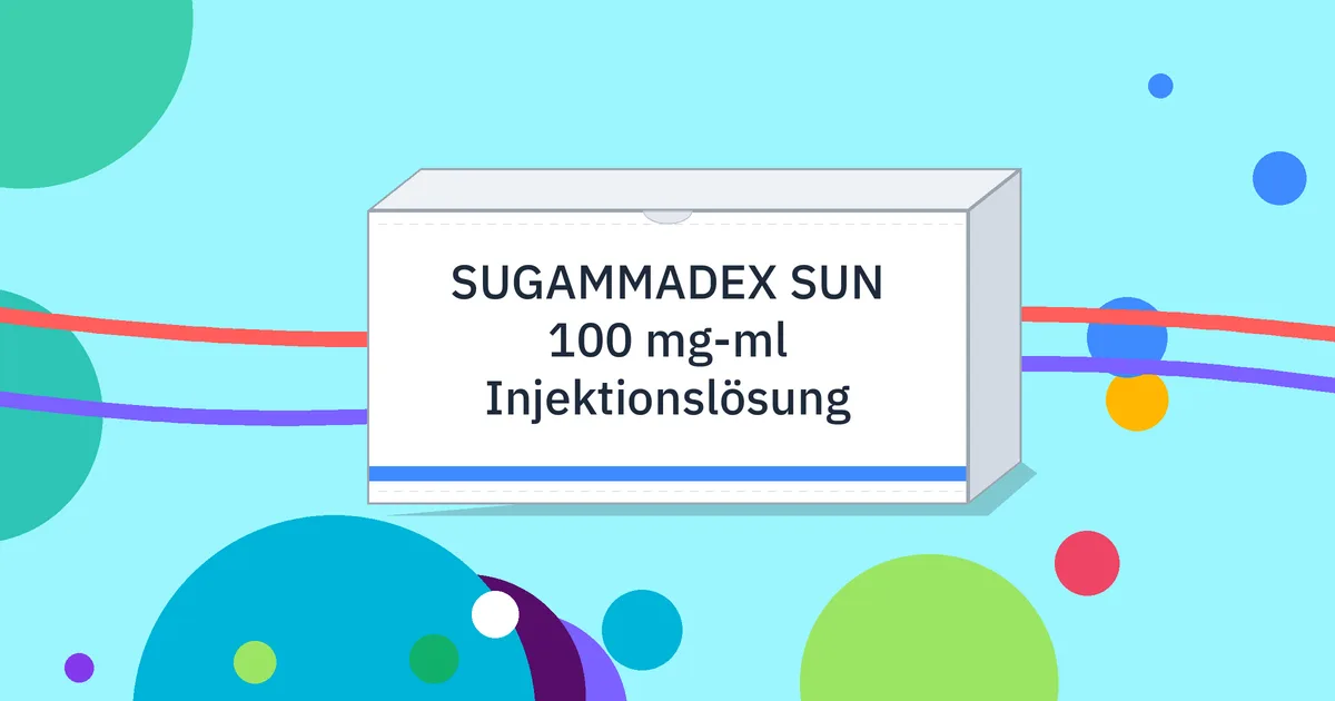 Symbolbild: Packung mit der Aufschrift SUGAMMADEX SUN 100 mg-ml Injektionslösung (PZN 16940018) – Verfügbarkeit und Bezug in Apotheken in Frankfurt am Main