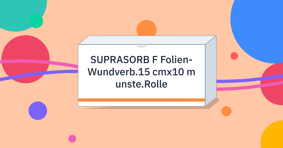 Symbolbild: Packung mit der Aufschrift SUPRASORB F Folien-Wundverb.15 cmx10 m unste.Rolle (PZN 20611510) – Verfügbarkeit und Bezug in Apotheken in Frankfurt am Main
