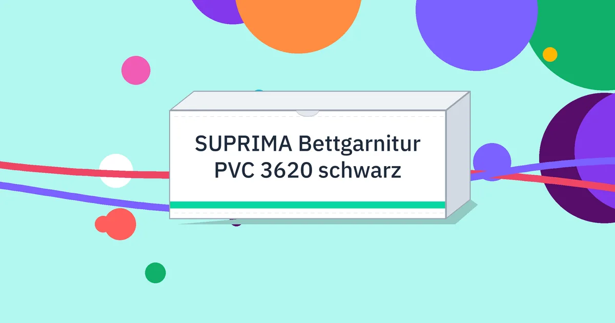 Symbolbild: Packung mit der Aufschrift SUPRIMA Bettgarnitur PVC 3620 schwarz (PZN 01226321) – Verfügbarkeit und Bezug in Apotheken in Frankfurt am Main