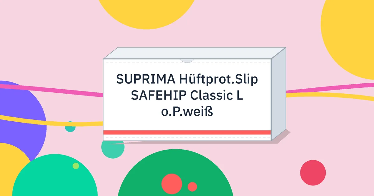 Symbolbild: Packung mit der Aufschrift SUPRIMA Hüftprot.Slip SAFEHIP Classic L o.P.weiß (PZN 13818506) – Verfügbarkeit und Bezug in Apotheken in Frankfurt am Main