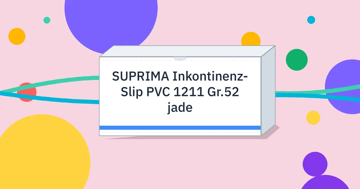Symbolbild: Packung mit der Aufschrift SUPRIMA Inkontinenz-Slip PVC 1211 Gr.52 jade (PZN 05971783) – Verfügbarkeit und Bezug in Apotheken in Frankfurt am Main