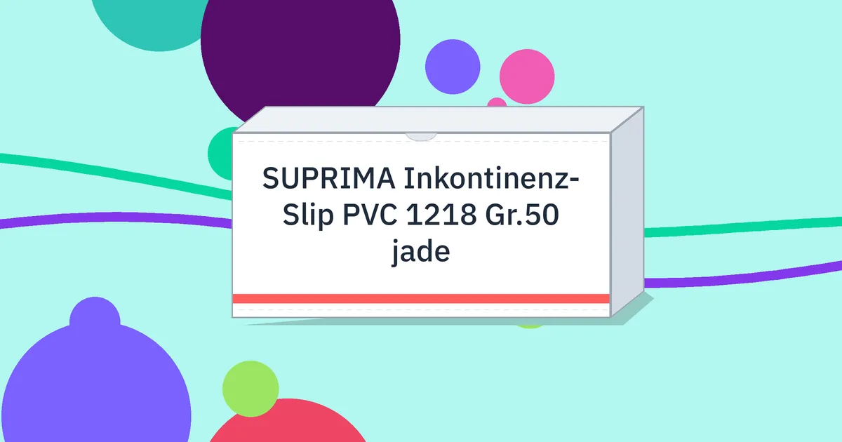 Symbolbild: Packung mit der Aufschrift SUPRIMA Inkontinenz-Slip PVC 1218 Gr.50 jade (PZN 03315709) – Verfügbarkeit und Bezug in Apotheken in Frankfurt am Main