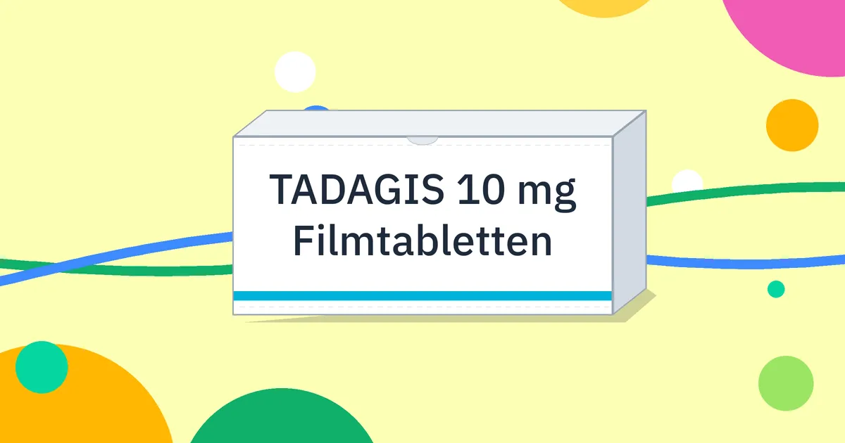 Symbolbild: Packung mit der Aufschrift TADAGIS 10 mg Filmtabletten (PZN 13838733) – Verfügbarkeit und Bezug in Apotheken in Frankfurt am Main