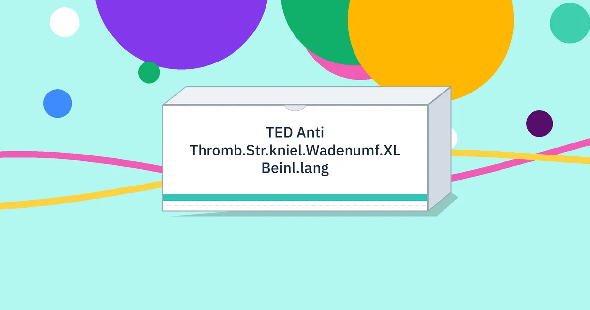 Symbolbild: Packung mit der Aufschrift TED Anti Thromb.Str.kniel.Wadenumf.XL Beinl.lang (PZN 12378057) – Verfügbarkeit und Bezug in Apotheken in Frankfurt am Main