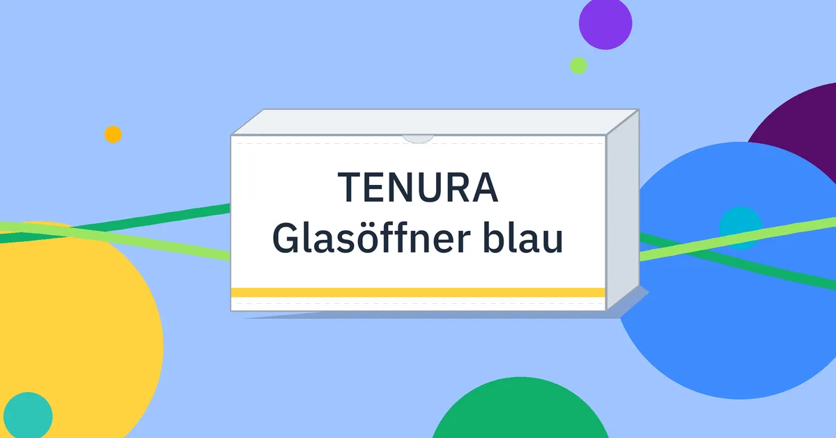 Symbolbild: Packung mit der Aufschrift TENURA Glasöffner blau (PZN 09669213) – Verfügbarkeit und Bezug in Apotheken in Frankfurt am Main