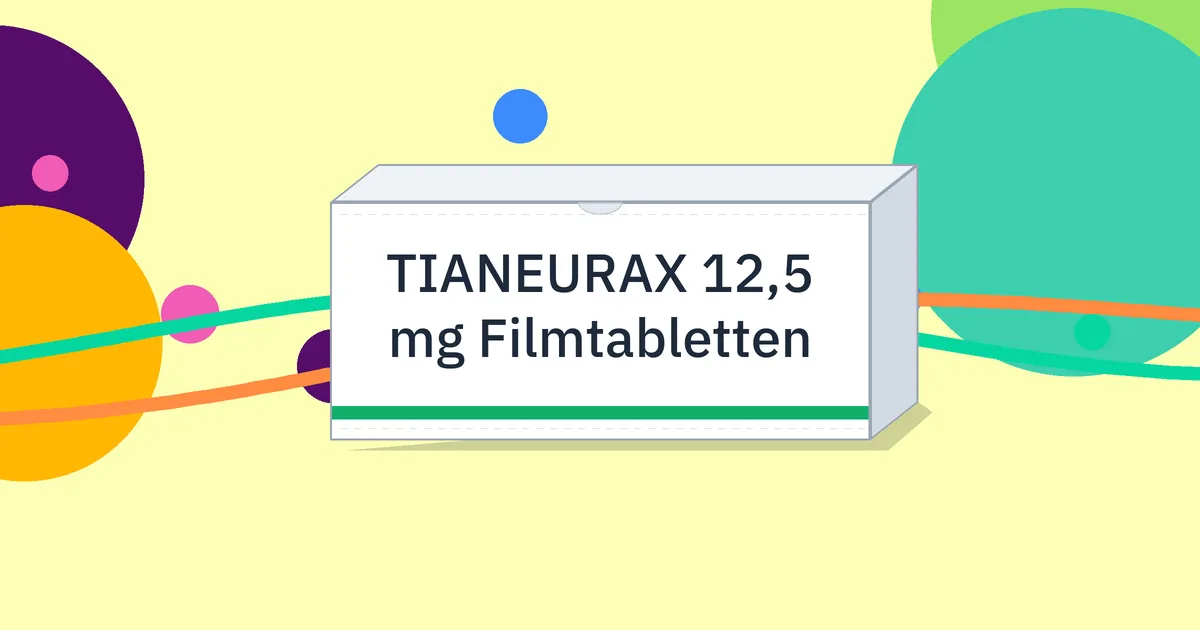 Symbolbild: Packung mit der Aufschrift TIANEURAX 12,5 mg Filmtabletten (PZN 16503447) – Verfügbarkeit und Bezug in Apotheken in Frankfurt am Main