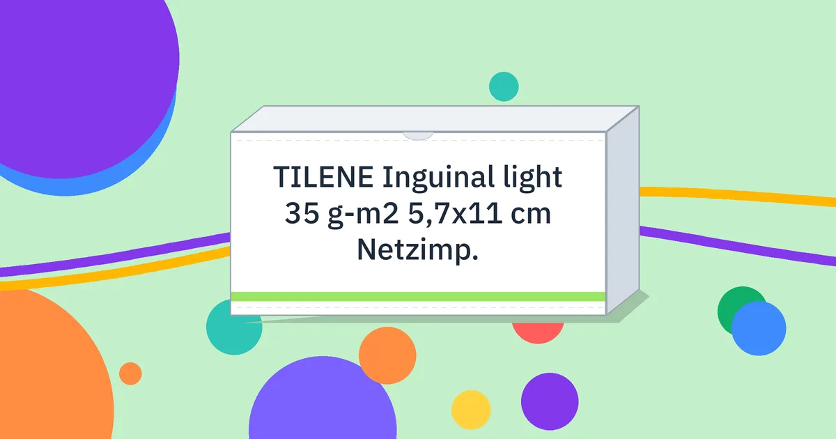 Symbolbild: Packung mit der Aufschrift TILENE Inguinal light 35 g-m2 5,7x11 cm Netzimp. (PZN 18157995) – Verfügbarkeit und Bezug in Apotheken in Frankfurt am Main