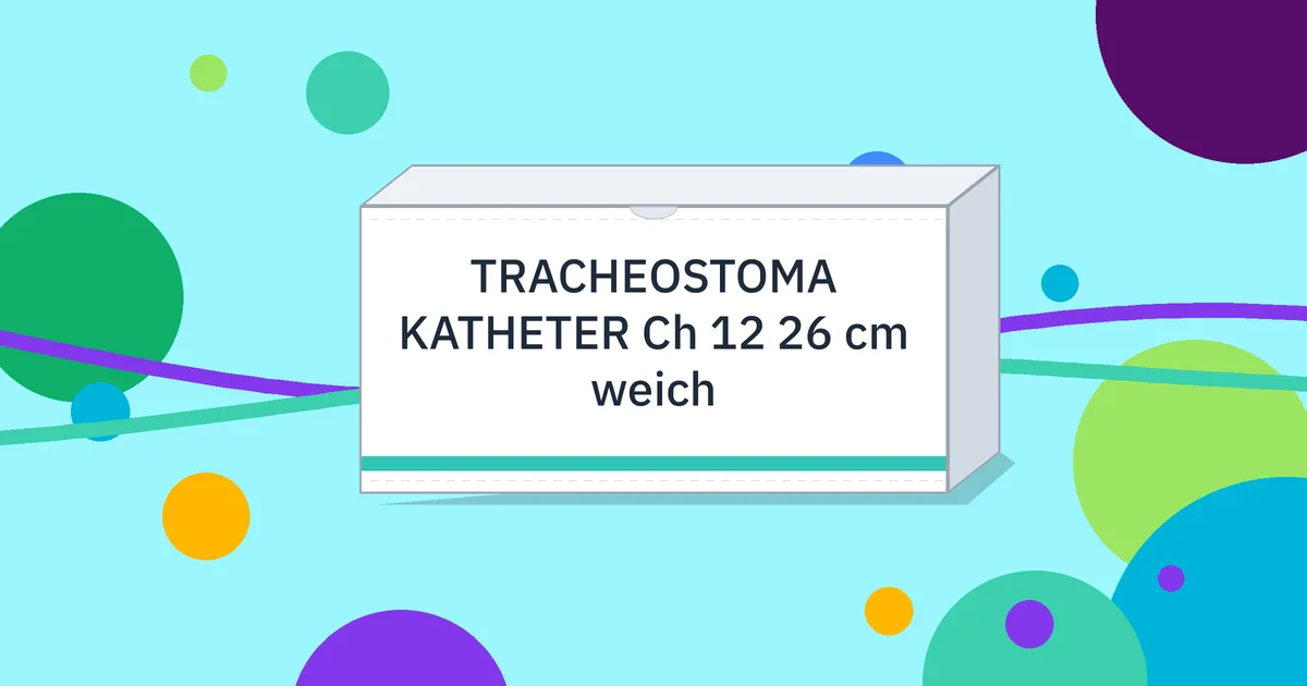 Symbolbild: Packung mit der Aufschrift TRACHEOSTOMA KATHETER Ch 12 26 cm weich (PZN 02187209) – Verfügbarkeit und Bezug in Apotheken in Frankfurt am Main