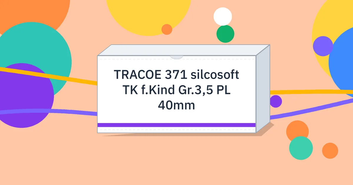Symbolbild: Packung mit der Aufschrift TRACOE 371 silcosoft TK f.Kind Gr.3,5 PL 40mm (PZN 14315150) – Verfügbarkeit und Bezug in Apotheken in Frankfurt am Main