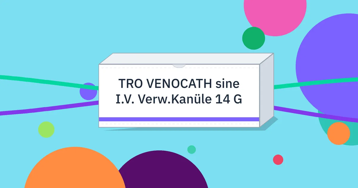 Symbolbild: Packung mit der Aufschrift TRO VENOCATH sine I.V. Verw.Kanüle 14 G (PZN 11187556) – Verfügbarkeit und Bezug in Apotheken in Frankfurt am Main