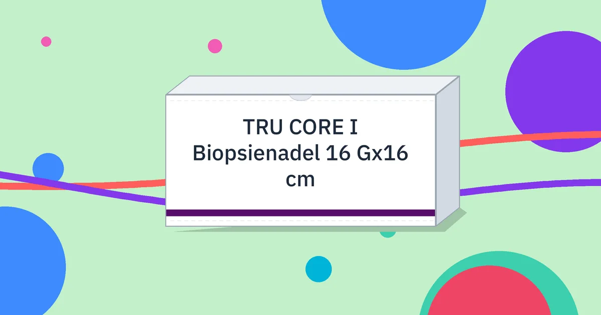 Symbolbild: Packung mit der Aufschrift TRU CORE I Biopsienadel 16 Gx16 cm (PZN 06768682) – Verfügbarkeit und Bezug in Apotheken in Frankfurt am Main