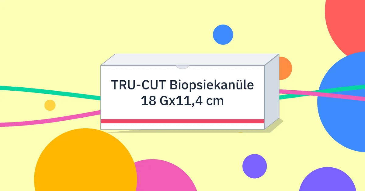 Symbolbild: Packung mit der Aufschrift TRU-CUT Biopsiekanüle 18 Gx11,4 cm (PZN 00284776) – Verfügbarkeit und Bezug in Apotheken in Frankfurt am Main