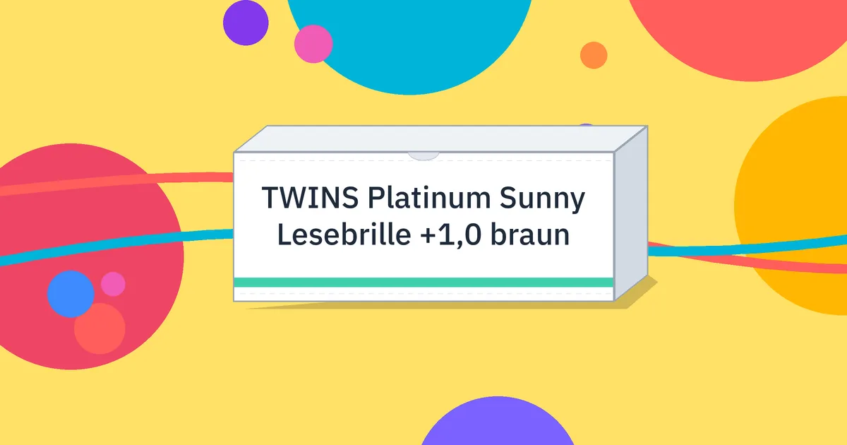 Symbolbild: Packung mit der Aufschrift TWINS Platinum Sunny Lesebrille +1,0 braun (PZN 13344008) – Verfügbarkeit und Bezug in Apotheken in Frankfurt am Main