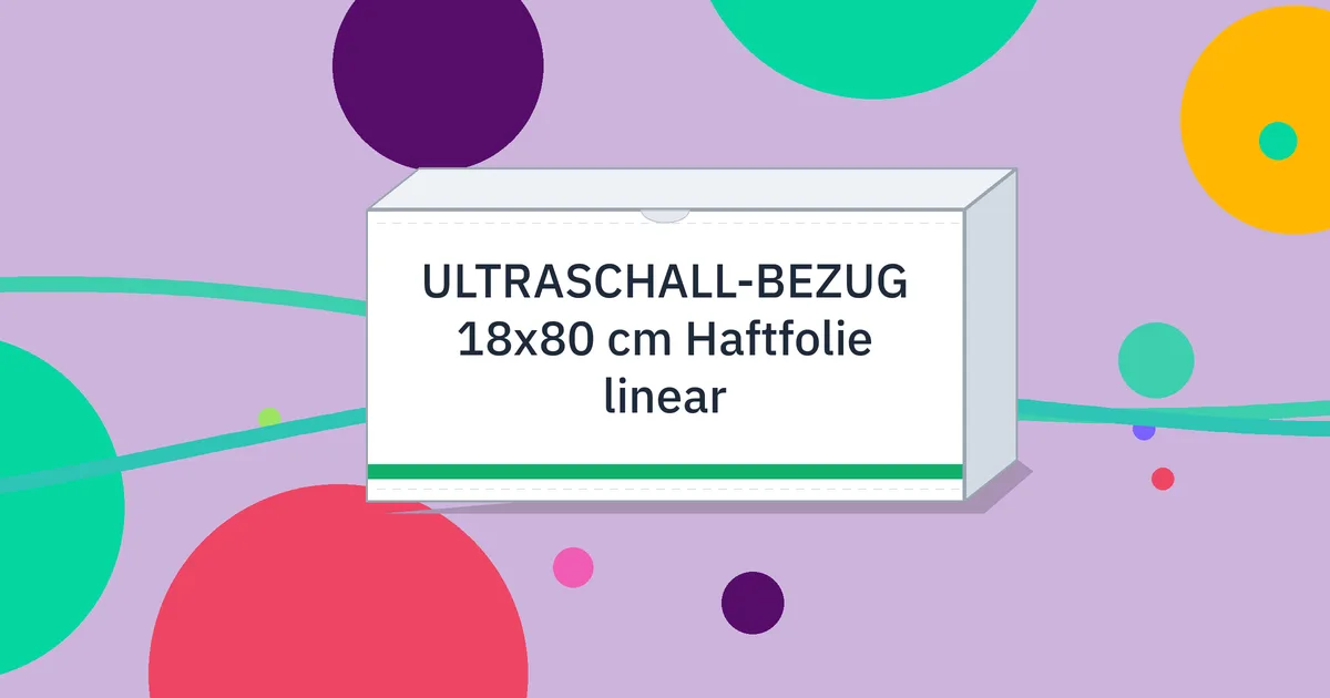 Symbolbild: Packung mit der Aufschrift ULTRASCHALL-BEZUG 18x80 cm Haftfolie linear (PZN 09510754) – Verfügbarkeit und Bezug in Apotheken in Frankfurt am Main