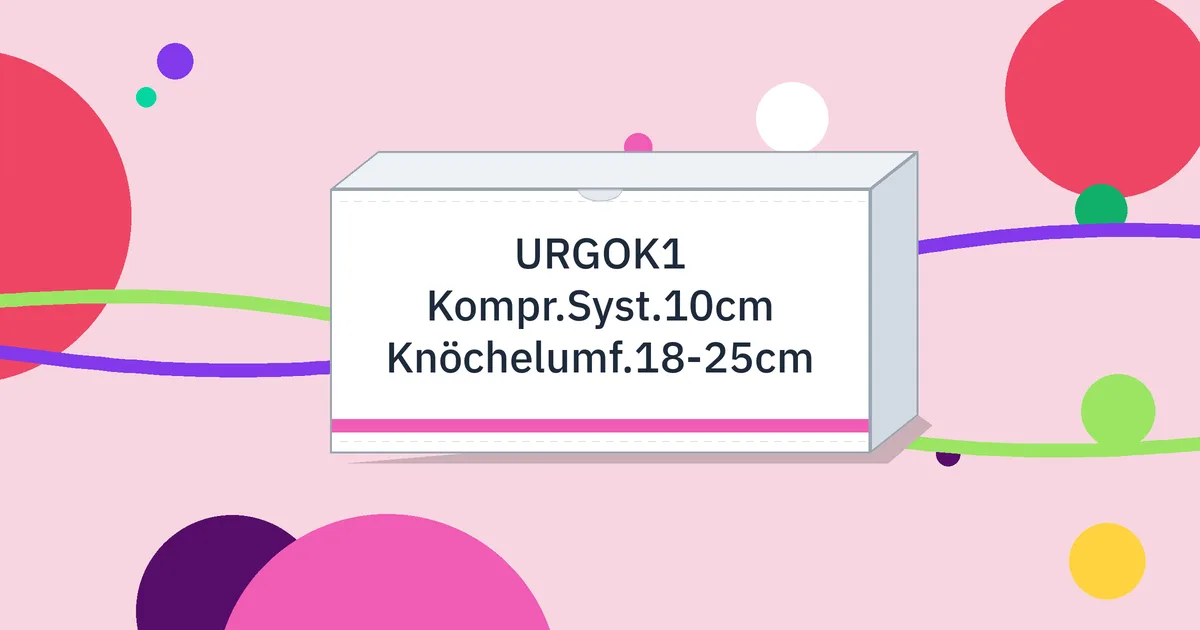 Symbolbild: Packung mit der Aufschrift URGOK1 Kompr.Syst.10cm Knöchelumf.18-25cm (PZN 20893738) – Verfügbarkeit und Bezug in Apotheken in Frankfurt am Main