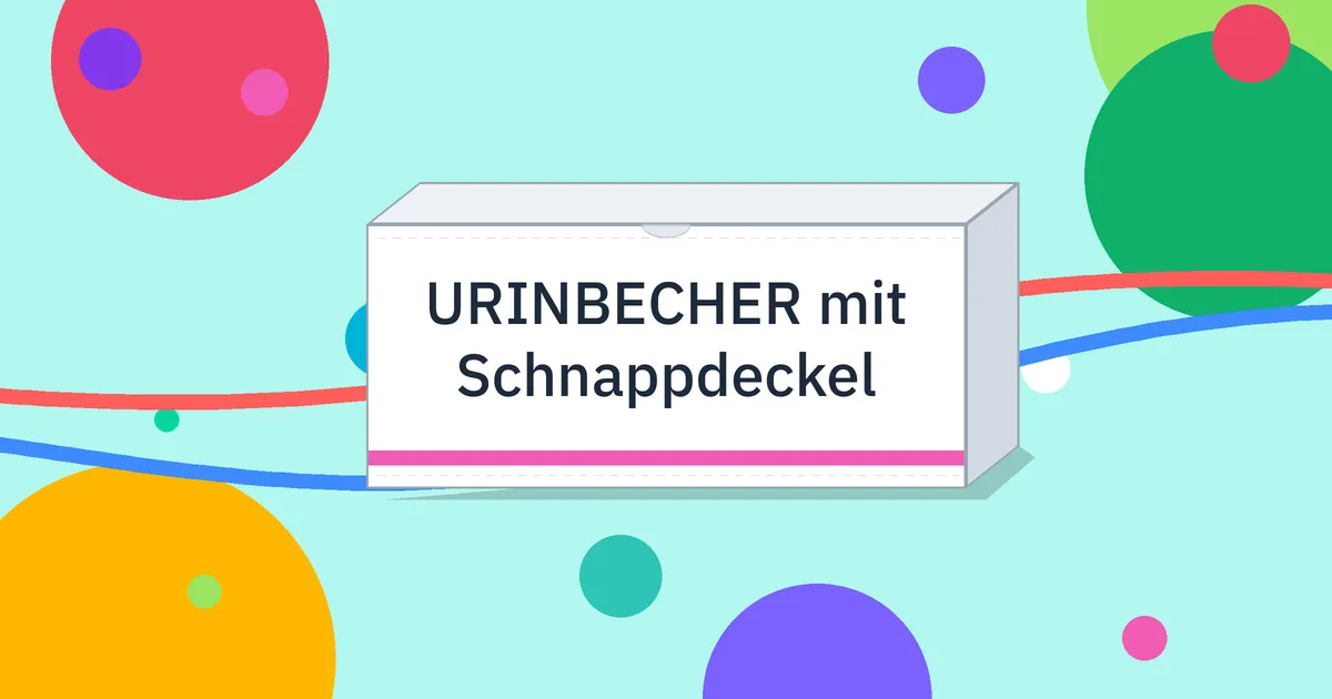 Symbolbild: Packung mit der Aufschrift URINBECHER mit Schnappdeckel (PZN 17506100) – Verfügbarkeit und Bezug in Apotheken in Frankfurt am Main