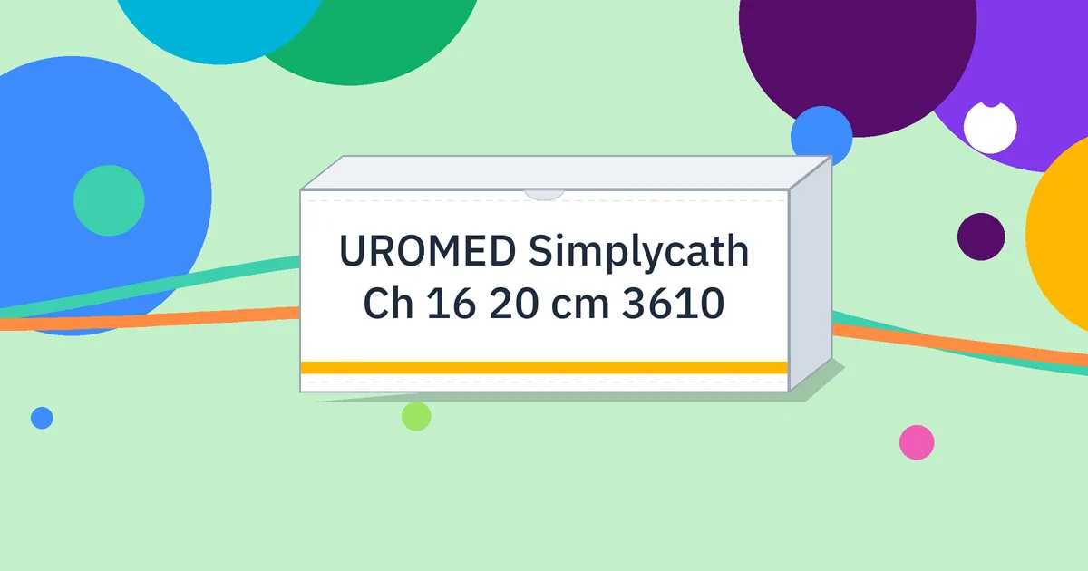 Symbolbild: Packung mit der Aufschrift UROMED Simplycath Ch 16 20 cm 3610 (PZN 00232555) – Verfügbarkeit und Bezug in Apotheken in Frankfurt am Main