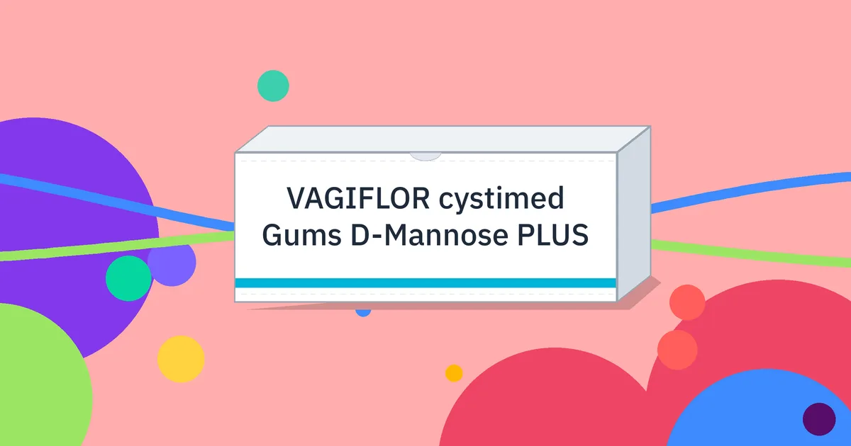 Symbolbild: Packung mit der Aufschrift VAGIFLOR cystimed Gums D-Mannose PLUS (PZN 18432668) – Verfügbarkeit und Bezug in Apotheken in Frankfurt am Main