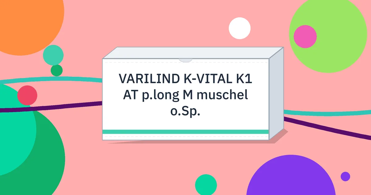 Symbolbild: Packung mit der Aufschrift VARILIND K-VITAL K1 AT p.long M muschel o.Sp. (PZN 20561054) – Verfügbarkeit und Bezug in Apotheken in Frankfurt am Main