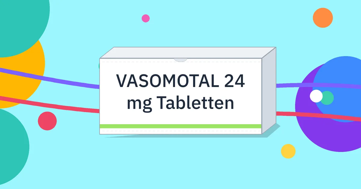 Symbolbild: Packung mit der Aufschrift VASOMOTAL 24 mg Tabletten (PZN 01289020) – Verfügbarkeit und Bezug in Apotheken in Frankfurt am Main
