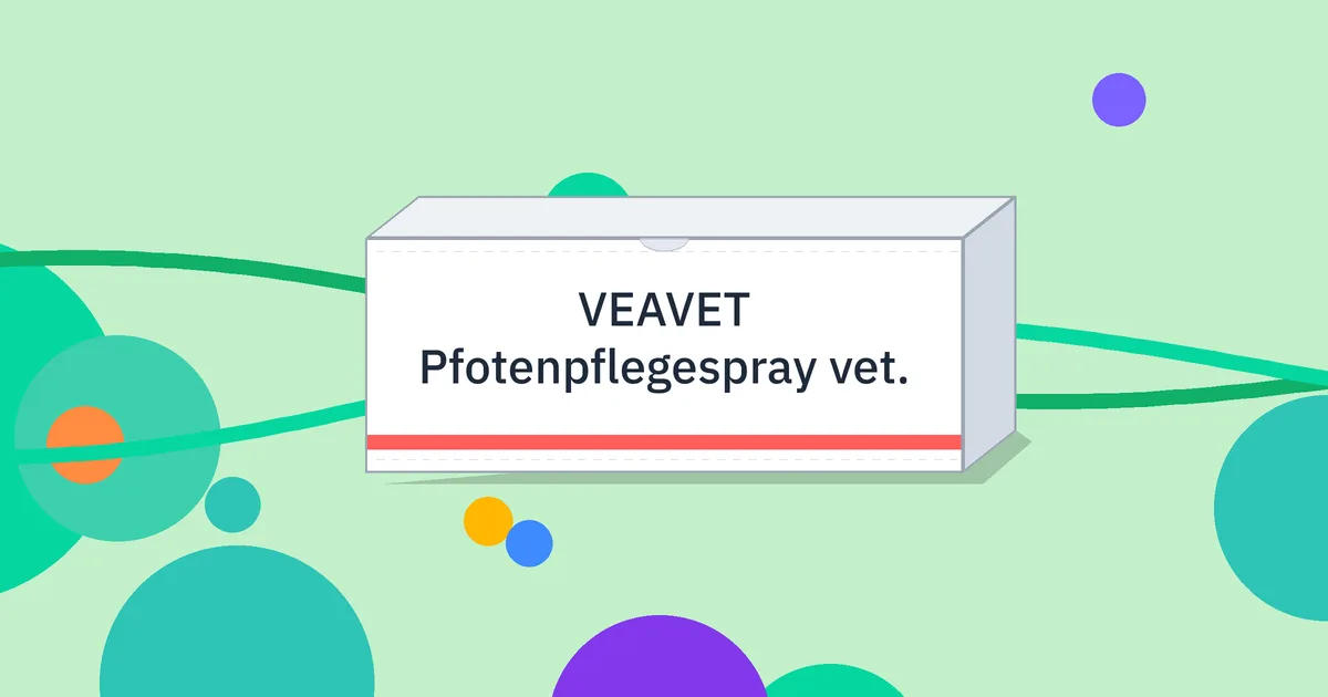 Symbolbild: Packung mit der Aufschrift VEAVET Pfotenpflegespray vet. (PZN 11183127) – Verfügbarkeit und Bezug in Apotheken in Frankfurt am Main