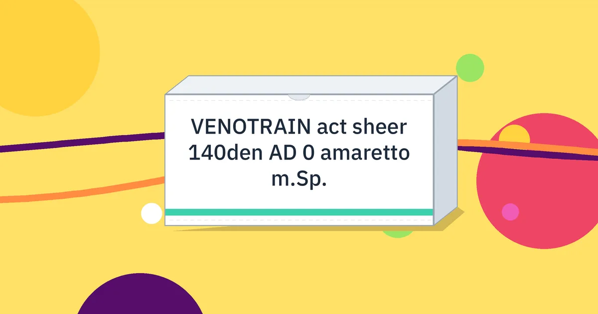 Symbolbild: Packung mit der Aufschrift VENOTRAIN act sheer 140den AD 0 amaretto m.Sp. (PZN 16209044) – Verfügbarkeit und Bezug in Apotheken in Frankfurt am Main