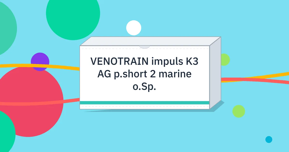 Symbolbild: Packung mit der Aufschrift VENOTRAIN impuls K3 AG p.short 2 marine o.Sp. (PZN 15213285) – Verfügbarkeit und Bezug in Apotheken in Frankfurt am Main