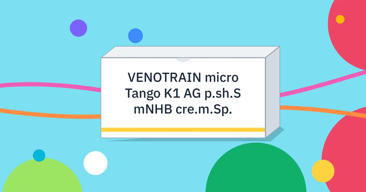 Symbolbild: Packung mit der Aufschrift VENOTRAIN micro Tango K1 AG p.sh.S mNHB cre.m.Sp. (PZN 17757517) – Verfügbarkeit und Bezug in Apotheken in Frankfurt am Main
