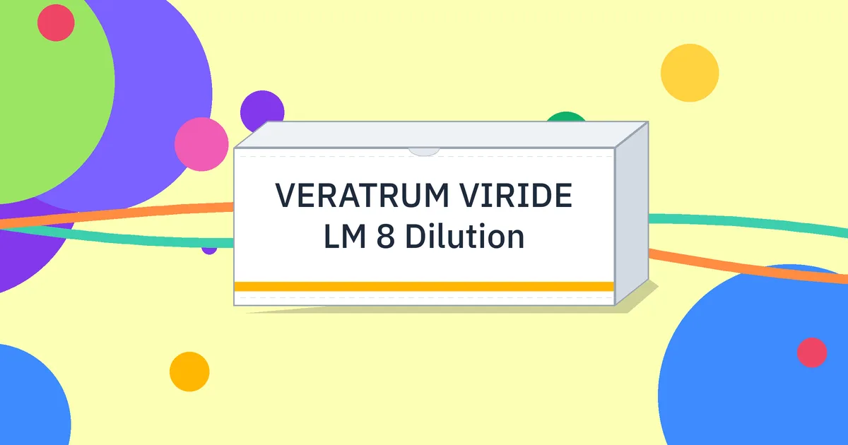 Symbolbild: Packung mit der Aufschrift VERATRUM VIRIDE LM 8 Dilution (PZN 13265160) – Verfügbarkeit und Bezug in Apotheken in Frankfurt am Main