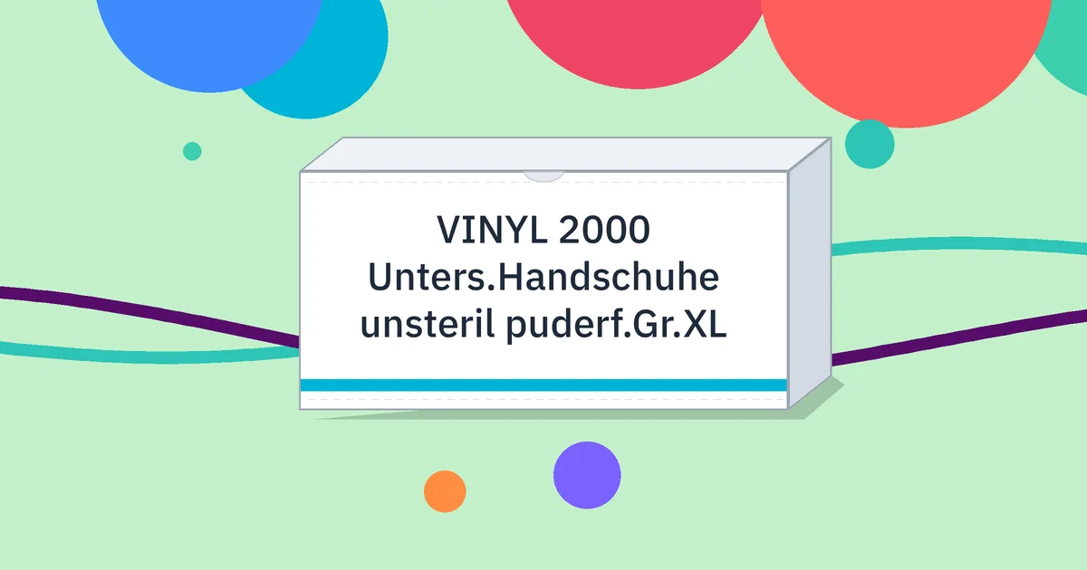 Symbolbild: Packung mit der Aufschrift VINYL 2000 Unters.Handschuhe unsteril puderf.Gr.XL (PZN 02243994) – Verfügbarkeit und Bezug in Apotheken in Frankfurt am Main