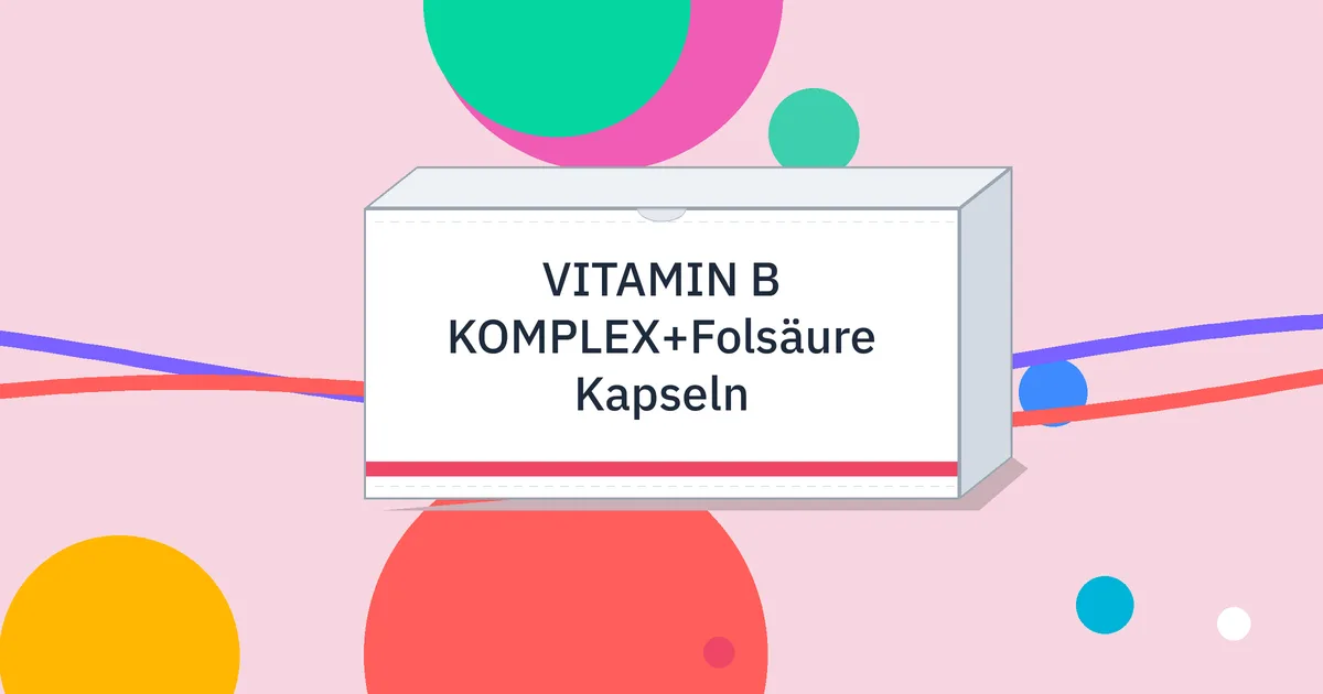 Symbolbild: Packung mit der Aufschrift VITAMIN B KOMPLEX+Folsäure Kapseln (PZN 03379603) – Verfügbarkeit und Bezug in Apotheken in Frankfurt am Main