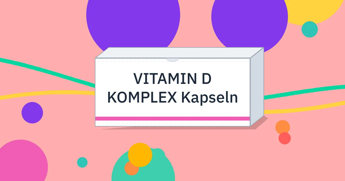Symbolbild: Packung mit der Aufschrift VITAMIN D KOMPLEX Kapseln (PZN 17967982) – Verfügbarkeit und Bezug in Apotheken in Frankfurt am Main