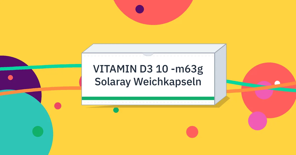 Symbolbild: Packung mit der Aufschrift VITAMIN D3 10 -m63g Solaray Weichkapseln (PZN 19405053) – Verfügbarkeit und Bezug in Apotheken in Frankfurt am Main