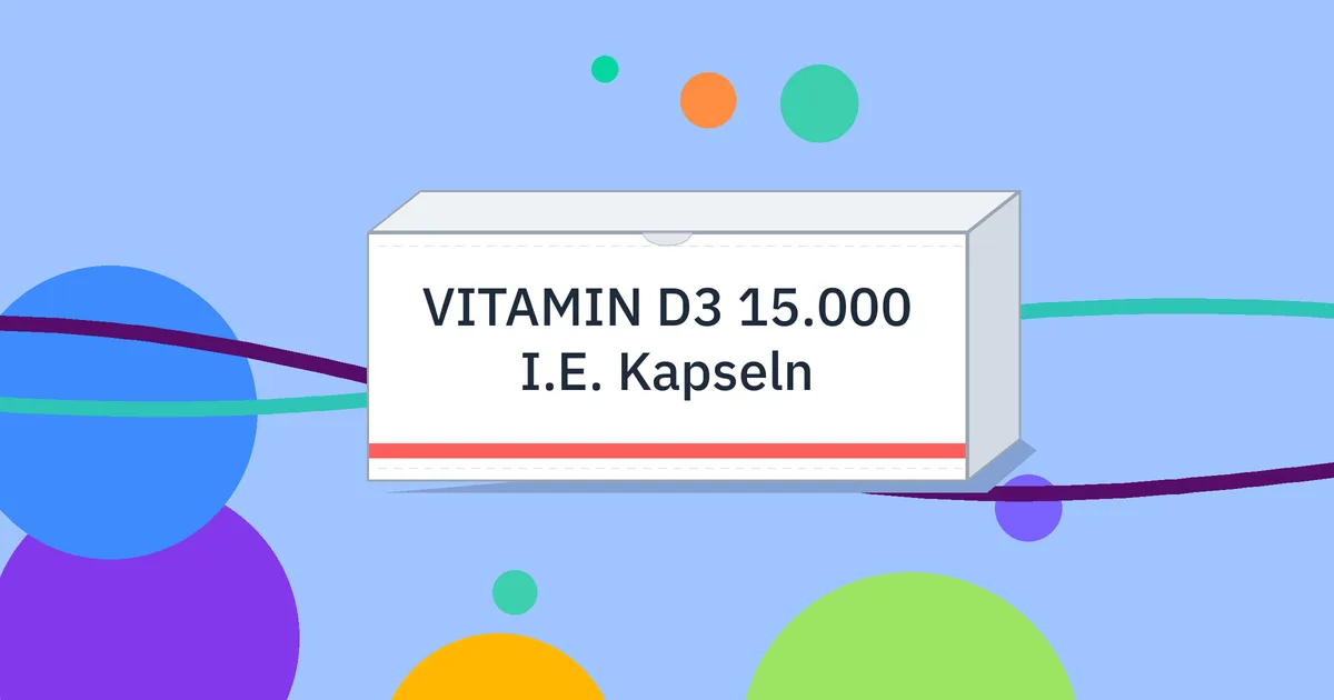 Symbolbild: Packung mit der Aufschrift VITAMIN D3 15.000 I.E. Kapseln (PZN 19282521) – Verfügbarkeit und Bezug in Apotheken in Frankfurt am Main