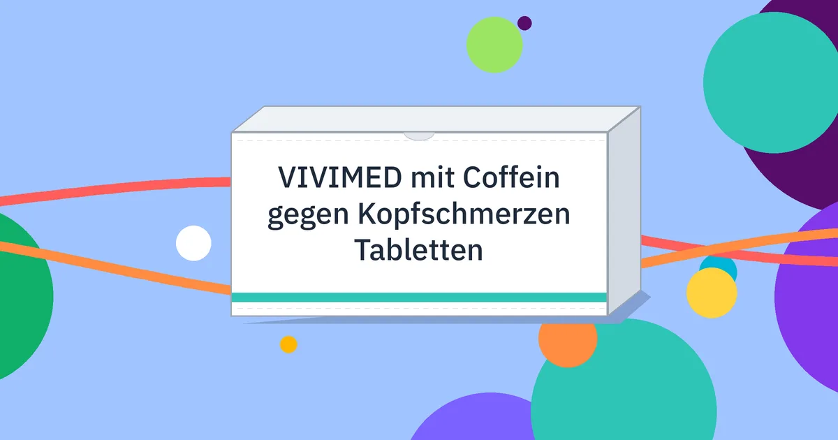 Symbolbild: Packung mit der Aufschrift VIVIMED mit Coffein gegen Kopfschmerzen Tabletten (PZN 00410330) – Verfügbarkeit und Bezug in Apotheken in Frankfurt am Main