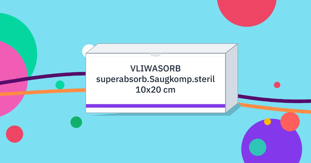 Symbolbild: Packung mit der Aufschrift VLIWASORB superabsorb.Saugkomp.steril 10x20 cm (PZN 19503815) – Verfügbarkeit und Bezug in Apotheken in Frankfurt am Main