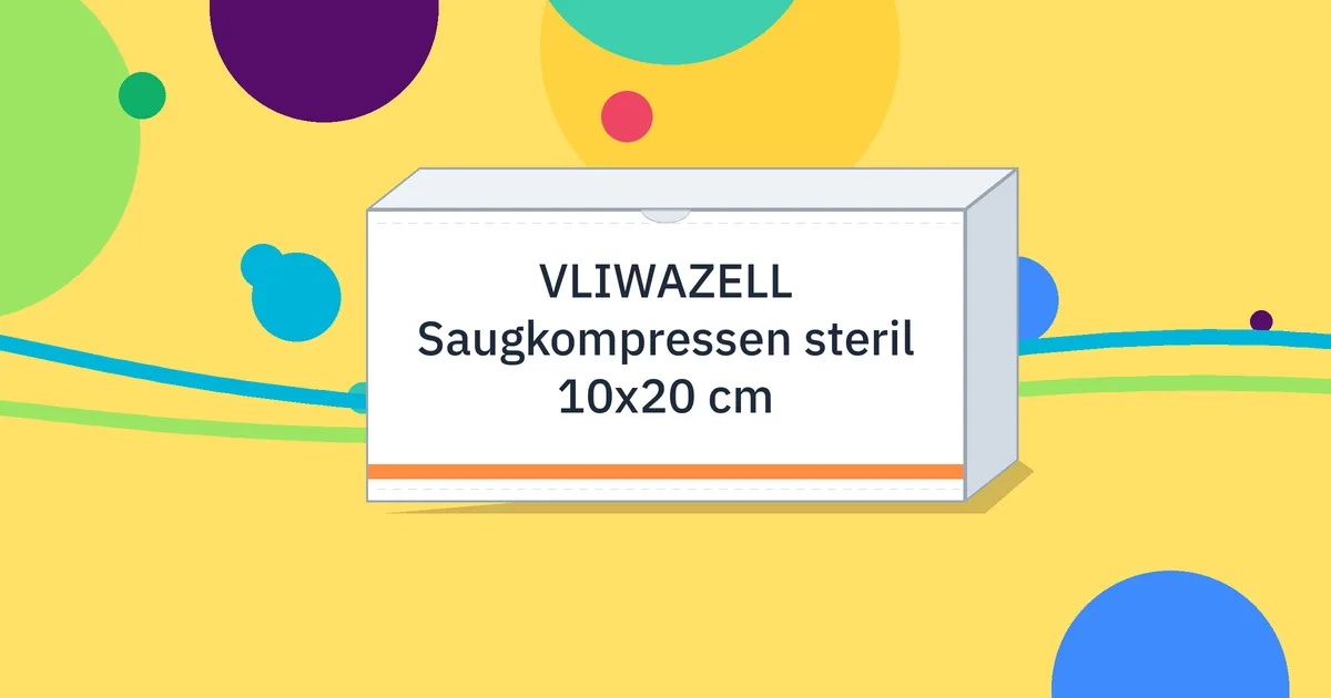 Symbolbild: Packung mit der Aufschrift VLIWAZELL Saugkompressen steril 10x20 cm (PZN 19704554) – Verfügbarkeit und Bezug in Apotheken in Frankfurt am Main