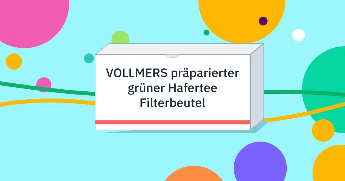 Symbolbild: Packung mit der Aufschrift VOLLMERS präparierter grüner Hafertee Filterbeutel (PZN 05371899) – Verfügbarkeit und Bezug in Apotheken in Frankfurt am Main